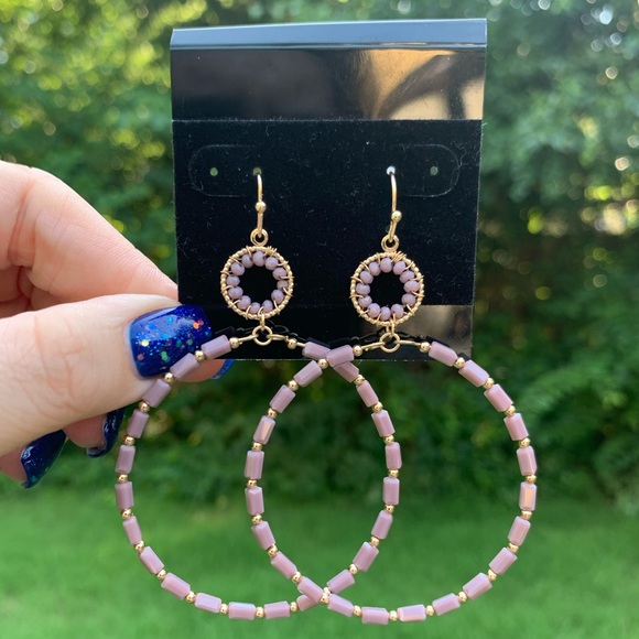 Jewelry | Nwt Glass Beaded Circle Statement Dangle Earrings | Poshmark
